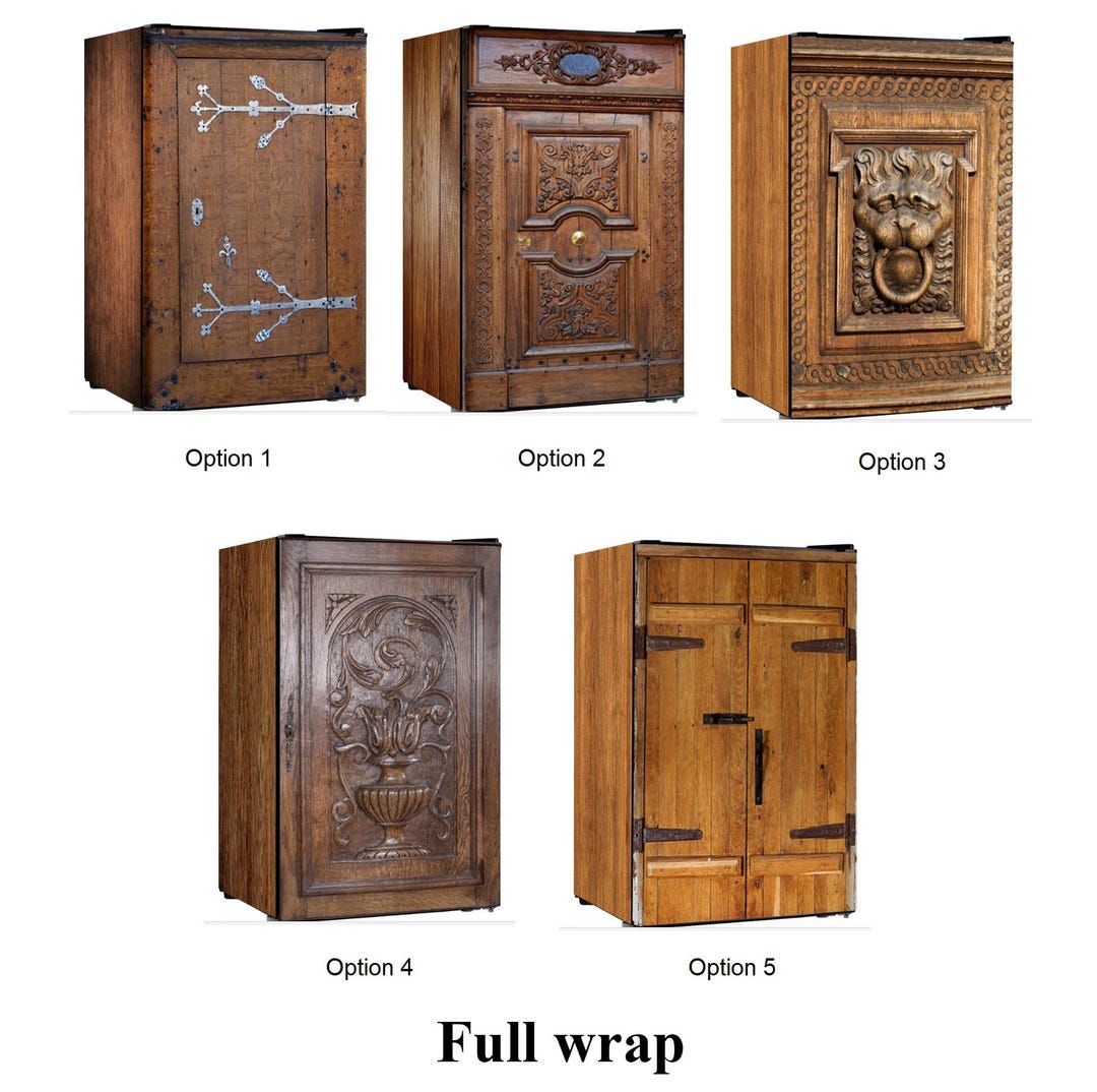 Mini-fridge Vinyl Sticker ***old Wooden Door*** / Self-adhesive Vinyl ...