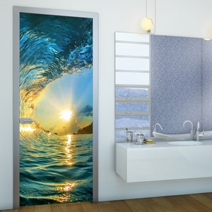 Door Wall Sticker **ocean Wave at Sunset Time*/ Seascape Door Decal ...