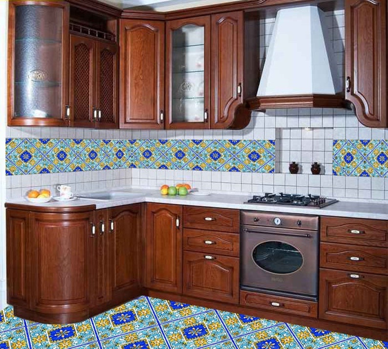 Laminated Vinyl Stickers Italian Majolica Tiles / Italian Tile Stickers ...
