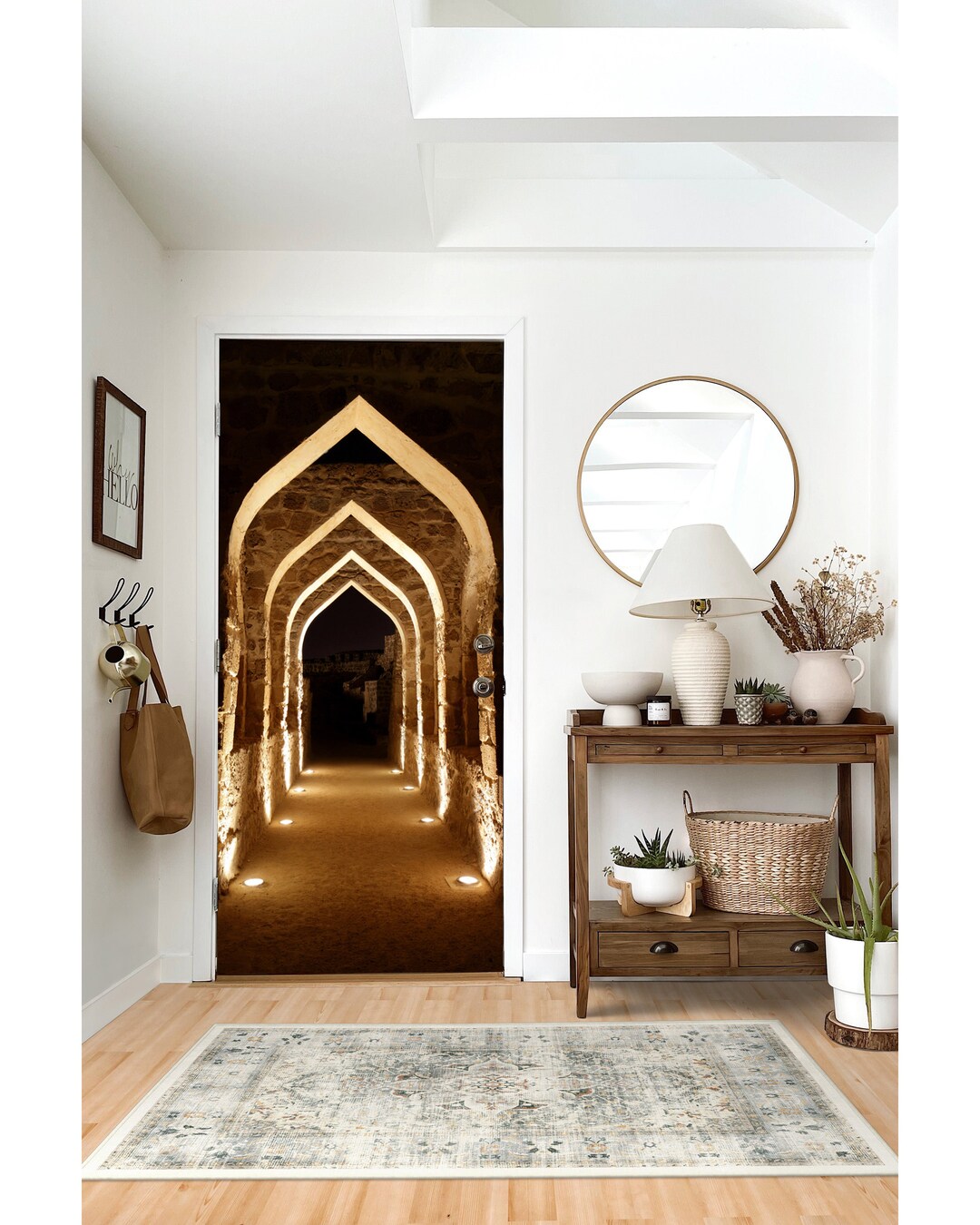Door Wall Sticker Archway Inside Bahrain Fort at Night / Arabic Door ...