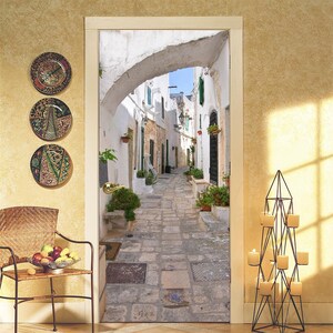 Door Wall Sticker Street in the Old Town / Self-adhesive Vinyl Decal ...