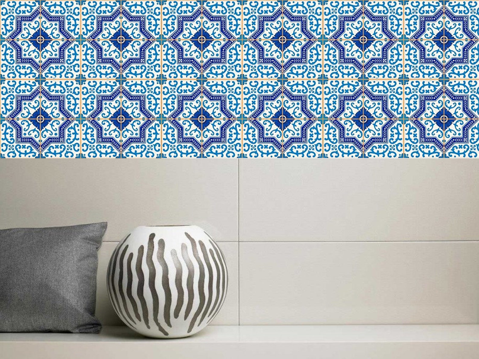 Laminated Vinyl Stickers Dark Blue and White Moroccan - Etsy