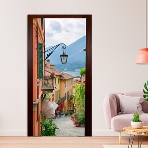 Door Wall Sticker Street in the Old Town / Street View Wallpaper / Self ...