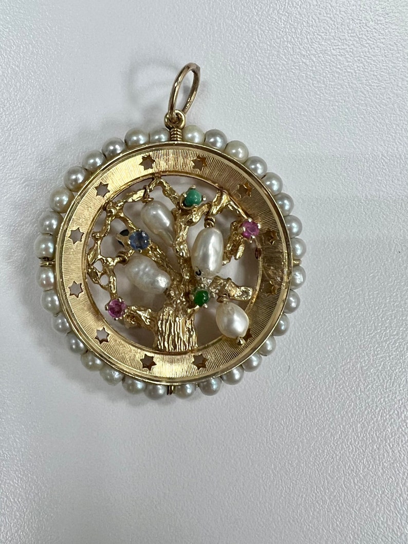 Vintage Chinese Tree of Life Pendant Natural Pearl Ruby - Etsy