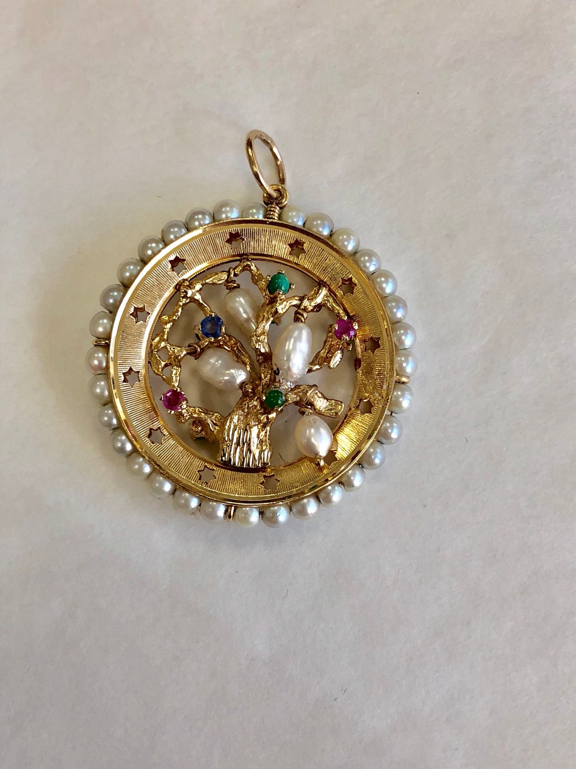 Vintage Chinese Tree of Life Pendant Natural Pearl Ruby | Etsy