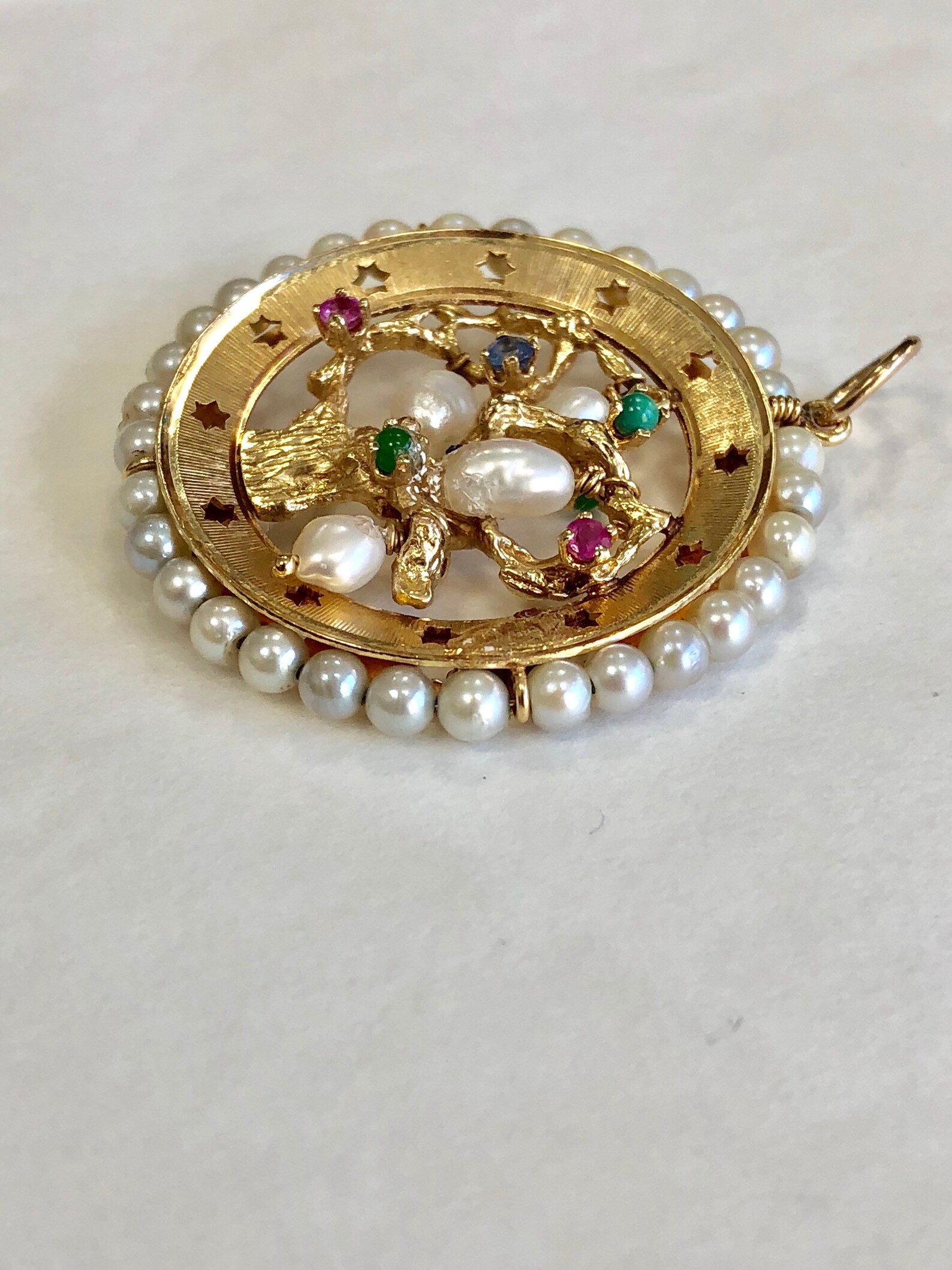 Vintage Chinese Tree of Life Pendant Natural Pearl Ruby | Etsy