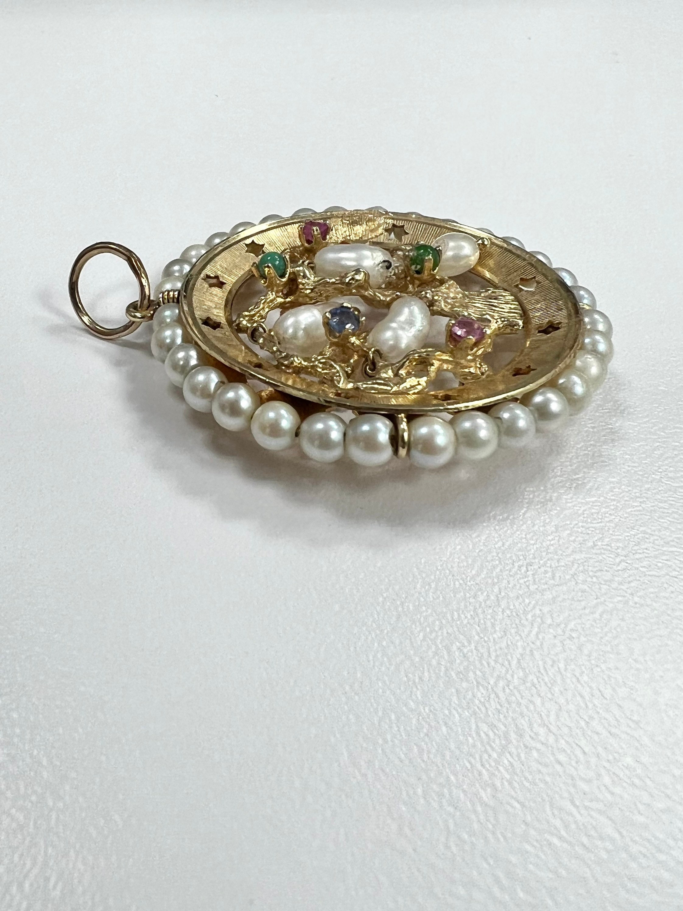 Vintage Chinese Tree of Life Pendant Natural Pearl Ruby - Etsy
