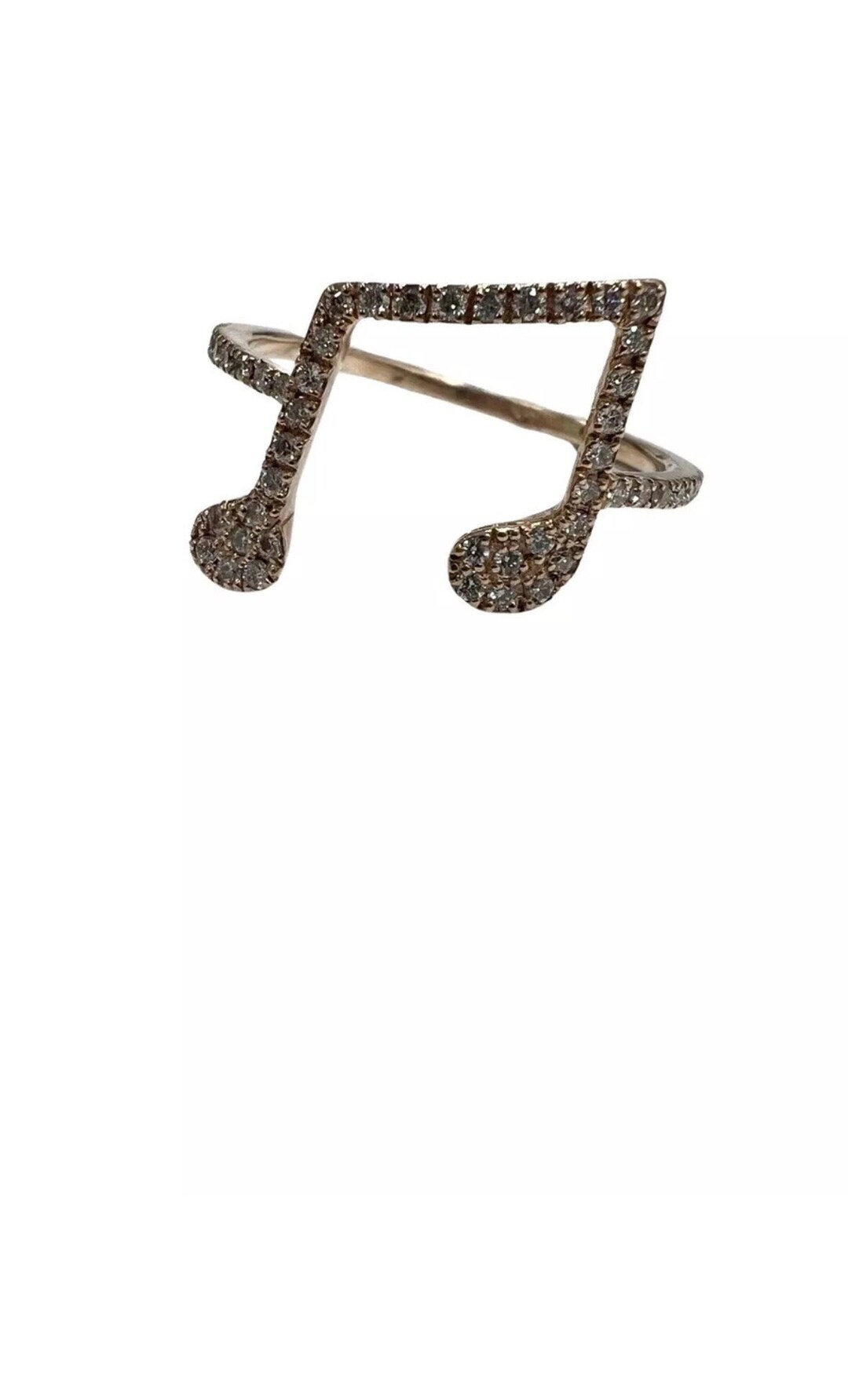 1/3 Ctw Genuine Diamonds Musical Note Quaver Ring 14k Rose Gold Dainty ...