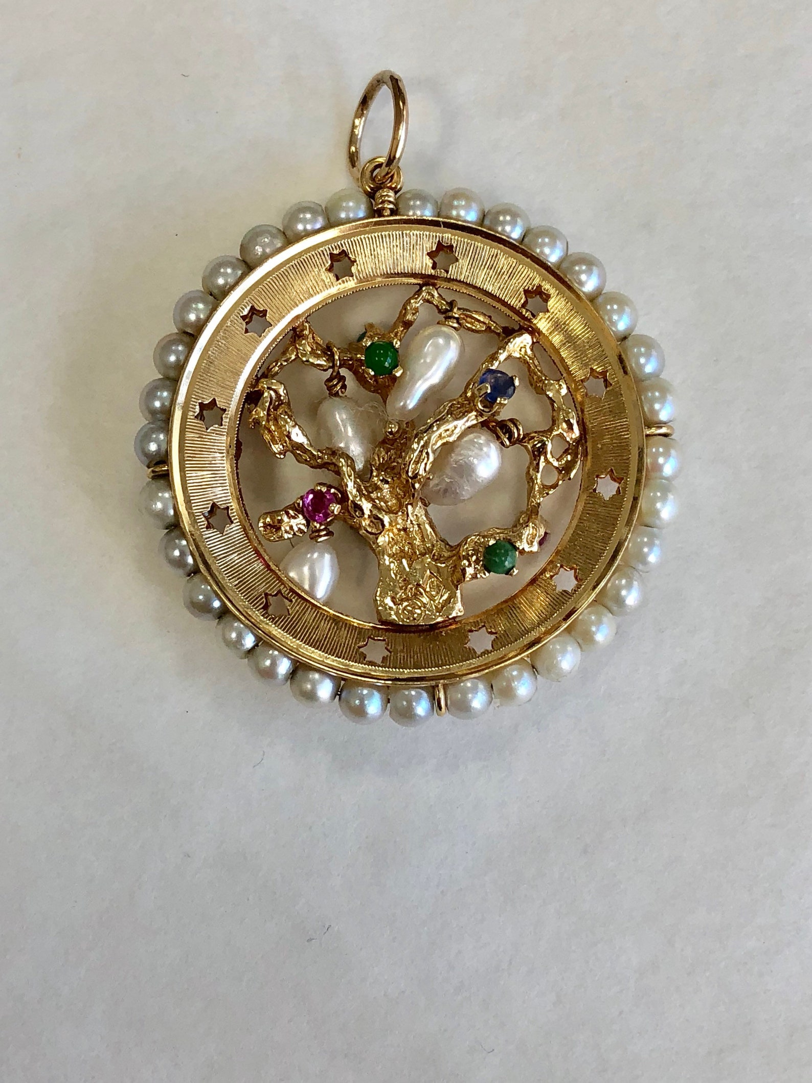Vintage Chinese Tree of Life Pendant Natural Pearl Ruby | Etsy