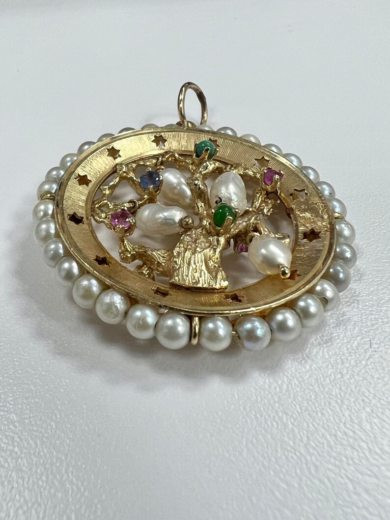 Vintage Chinese Tree of Life Pendant Natural Pearl Ruby - Etsy