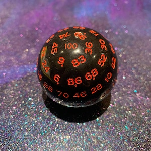 D100 - One Hundred (100) Sided Black Ink Dice for Dnd, Dungeons and ...