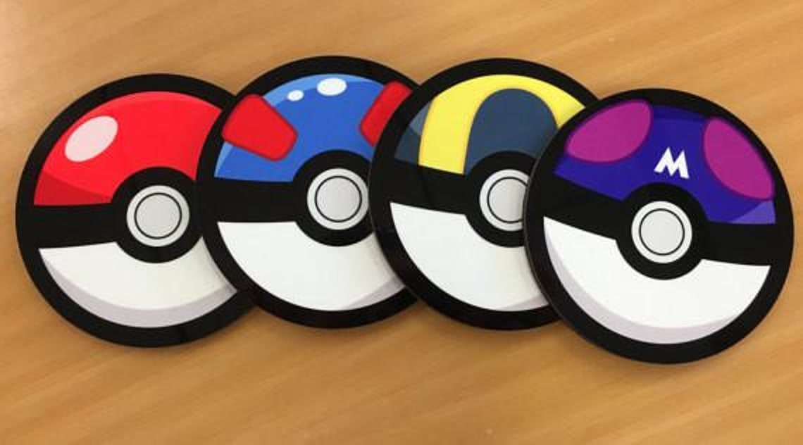 Pokeball Coaster Set Pokemon Gift Geeky Coasters Pokemon - Etsy