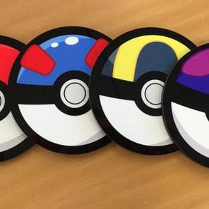 Pokeball Coaster Set Pokemon Gift Geeky Coasters Pokemon Go Pikachu ...