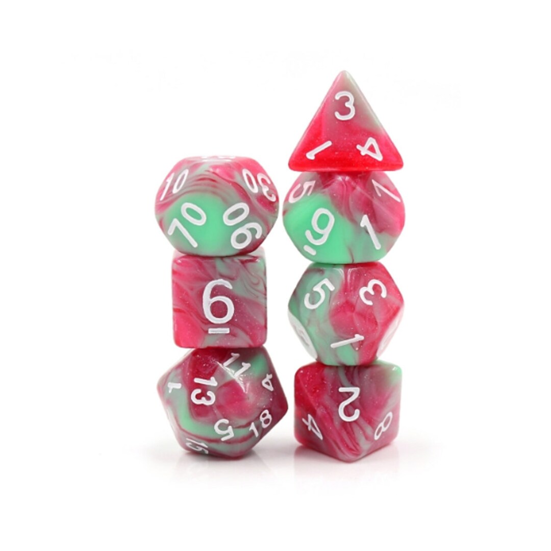 Strawberry Mint Cream Toxic Candy Glitter Dnd Dice Set - D20 Fantasy ...