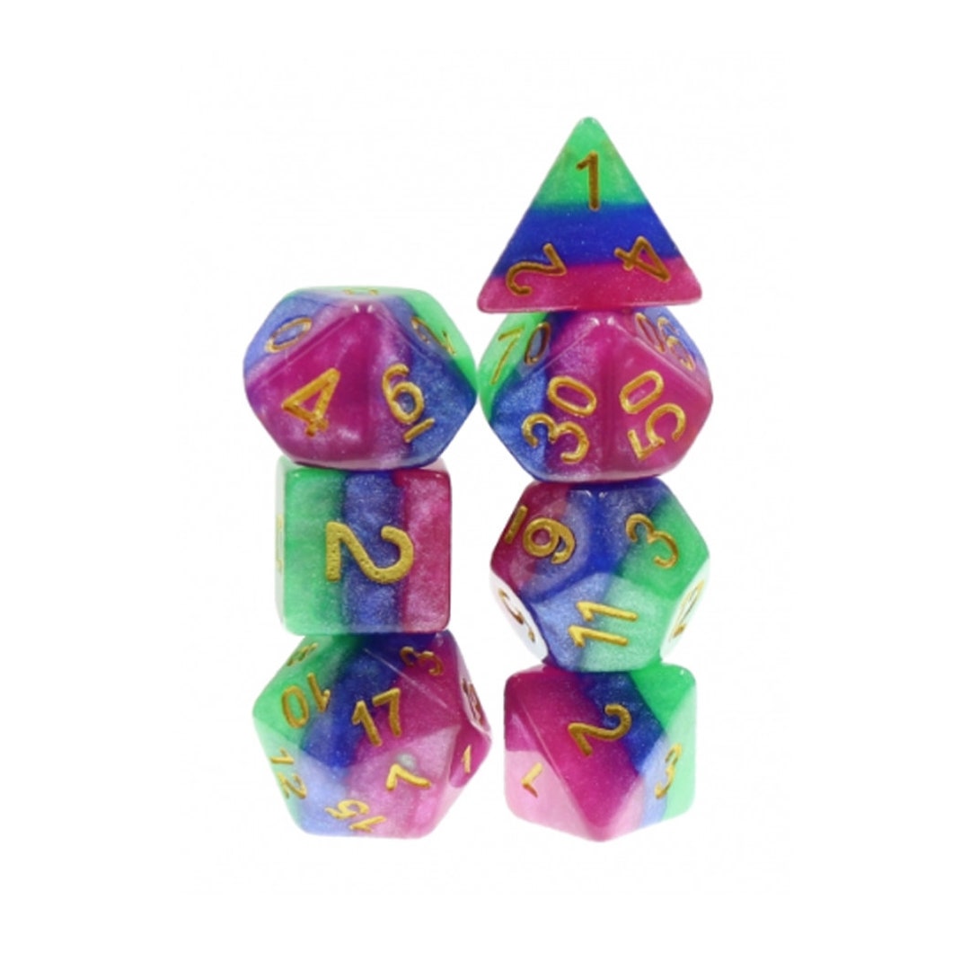 Jester's Gambit 7 Piece Polyhedral Dice Set Dnd Premium Layered Resin ...