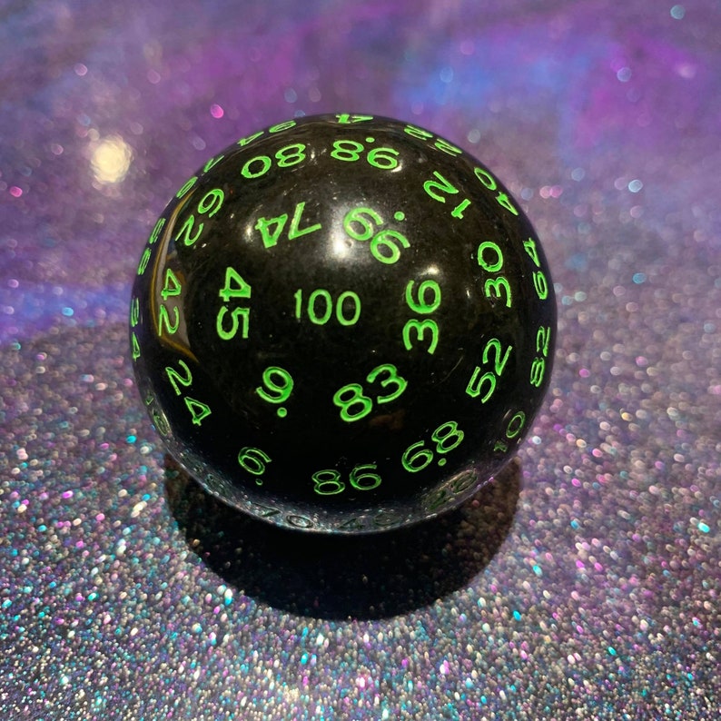 D100 - One Hundred (100) Sided Black Ink Dice for Dnd, Dungeons and ...