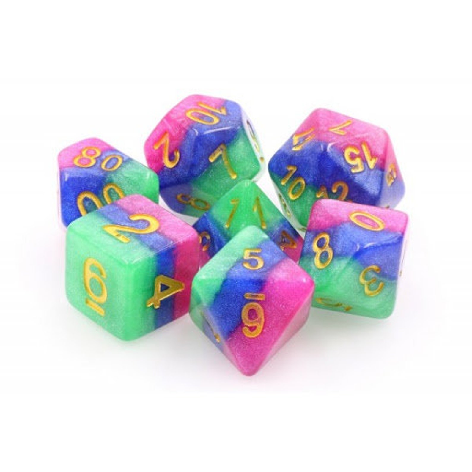 Jester's Gambit 7 Piece Polyhedral Dice Set Dnd Premium - Etsy