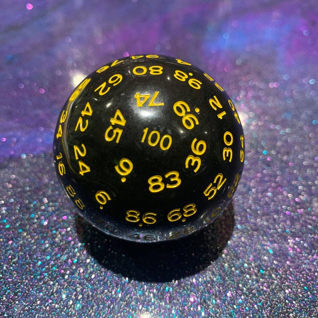 Black and Yellow D100 - 100 Sided Dice for Dnd Dungeons & Dragons and ...