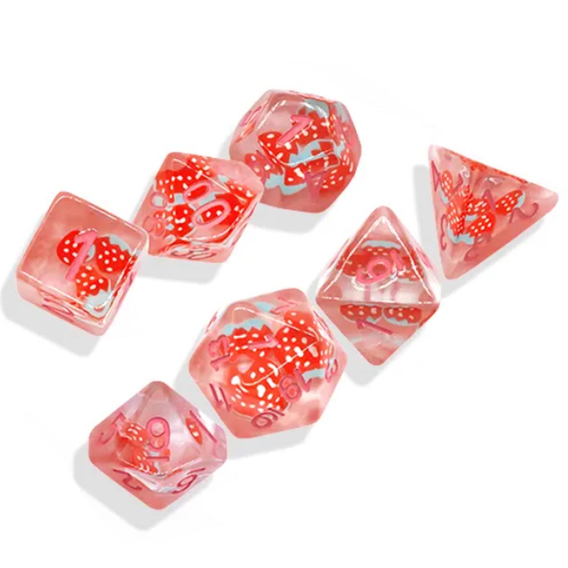 Strawberry Slice Filled Pink Polyhedral Dice Set for Dungeons & Dragons ...