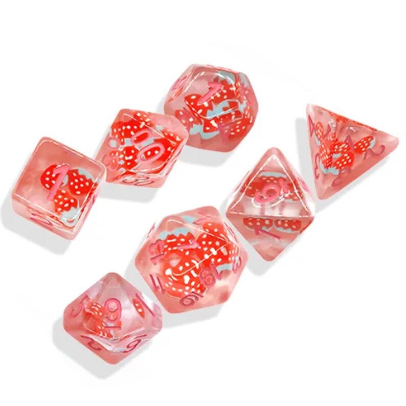 Strawberry Slice Filled Pink Polyhedral Dice Set for Dungeons & Dragons ...