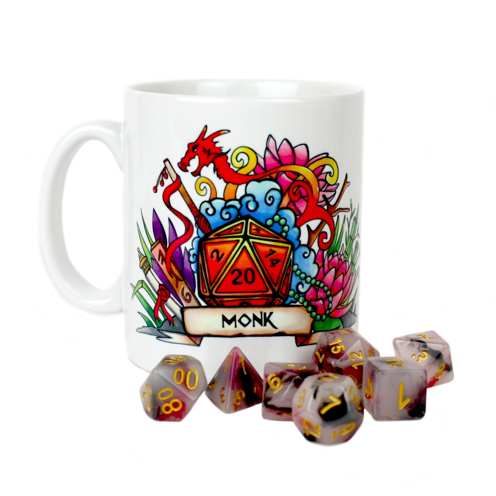 D&D D20 dice mug monk class Mug Personalized dungeons and | Etsy