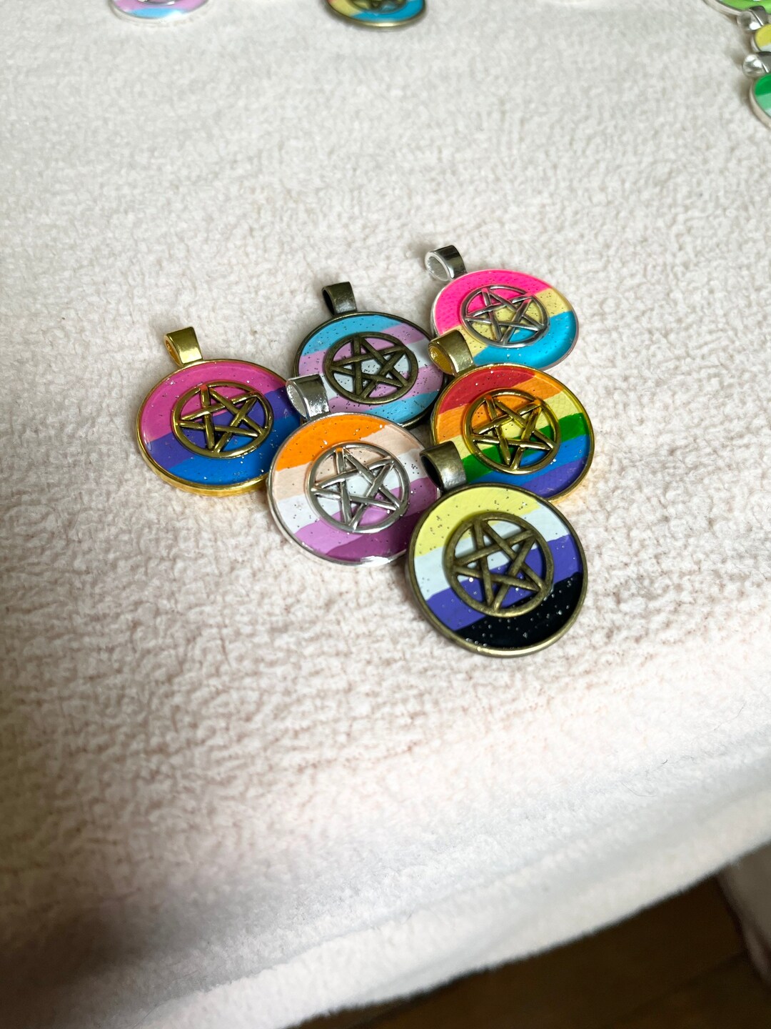 Pentagram Pride Flag Pendant Necklace: Lesbian Bi Trans Non - Etsy