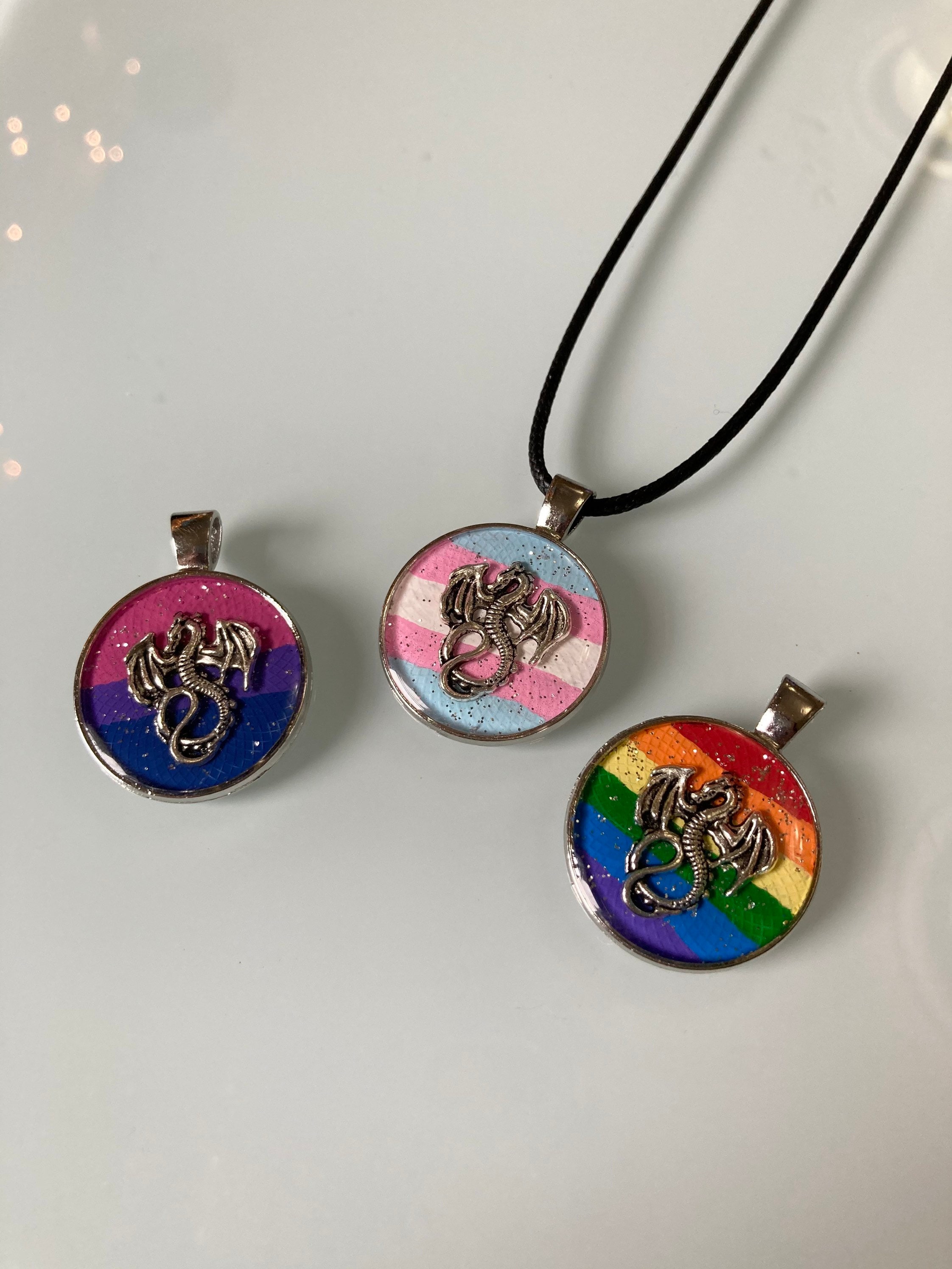 Pride Dragon pendant necklace: rainbow bisexual trans | Etsy