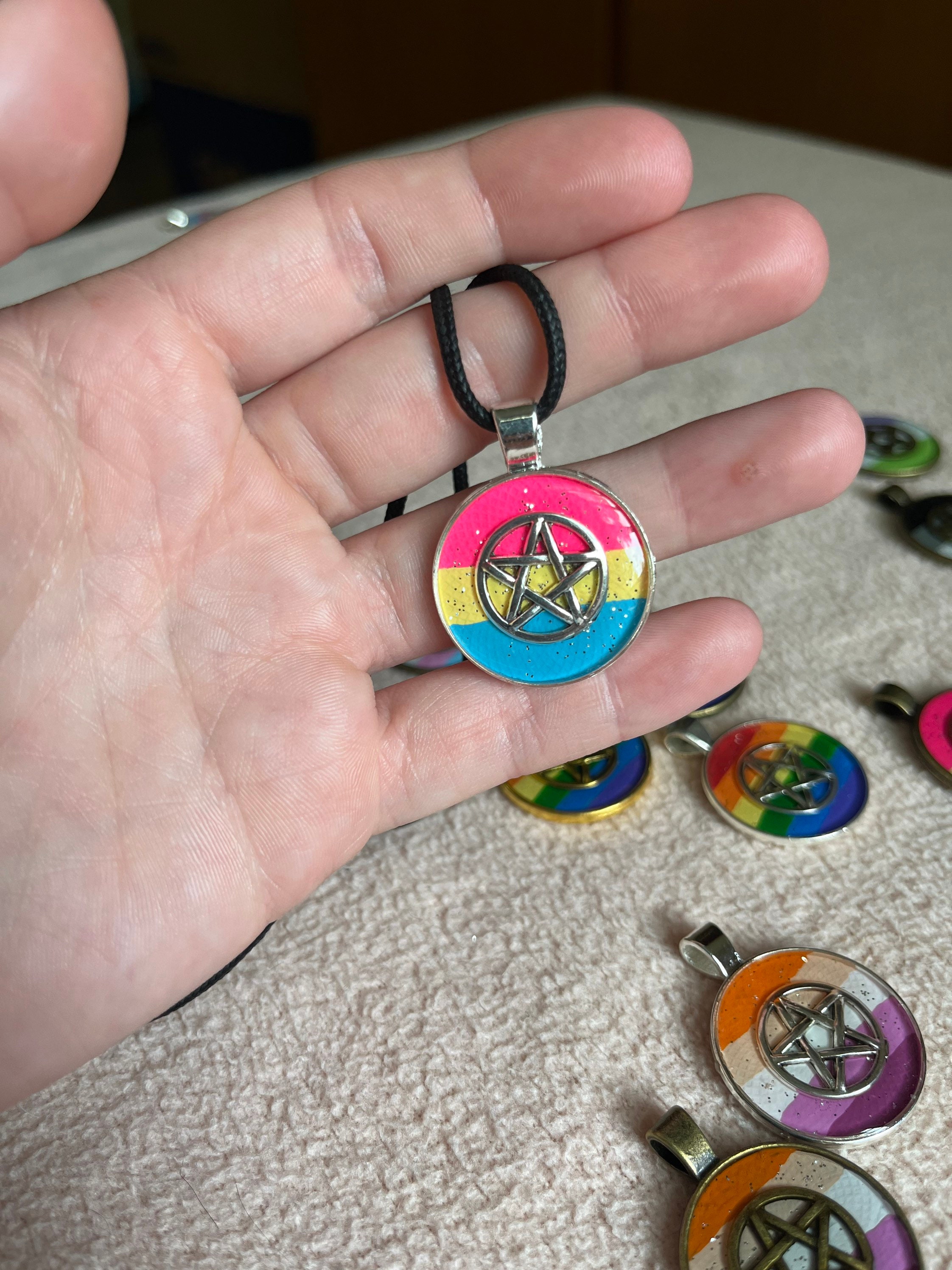 Pentagram Pride Flag Pendant Necklace: Lesbian Bi Trans Non - Etsy ...