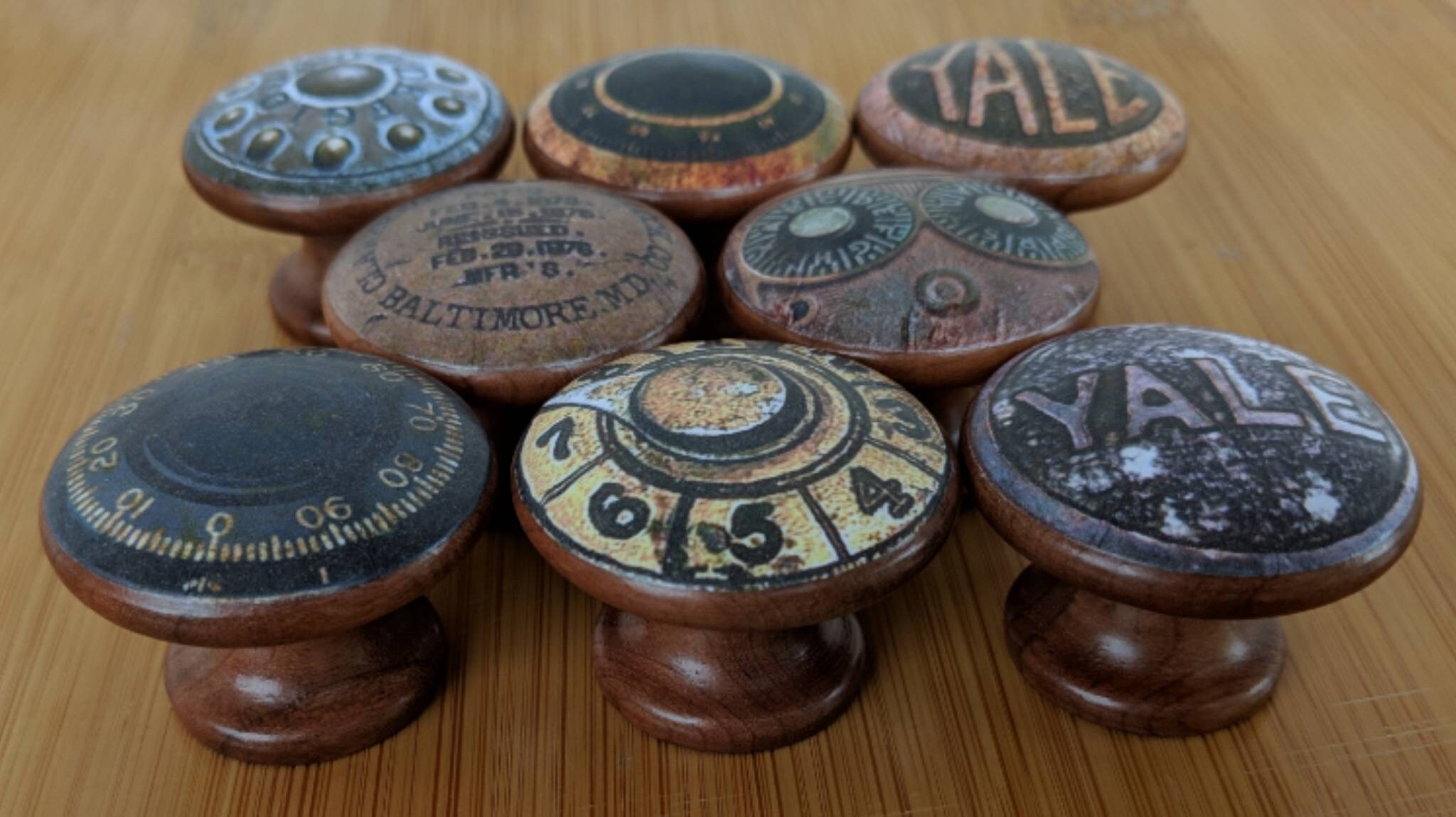 Antique Safe Dials Wood Drawer Knobs Size 1 1/2 Country | Etsy