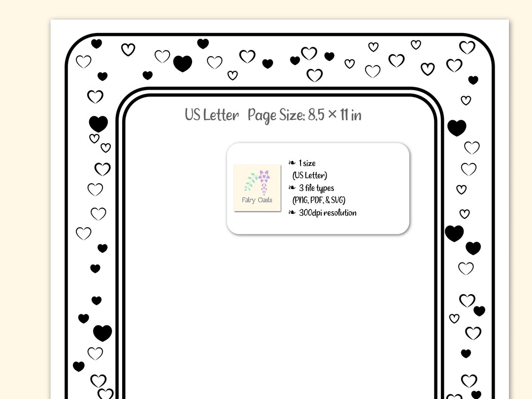 Sweet Heart Digital Page Border - Etsy