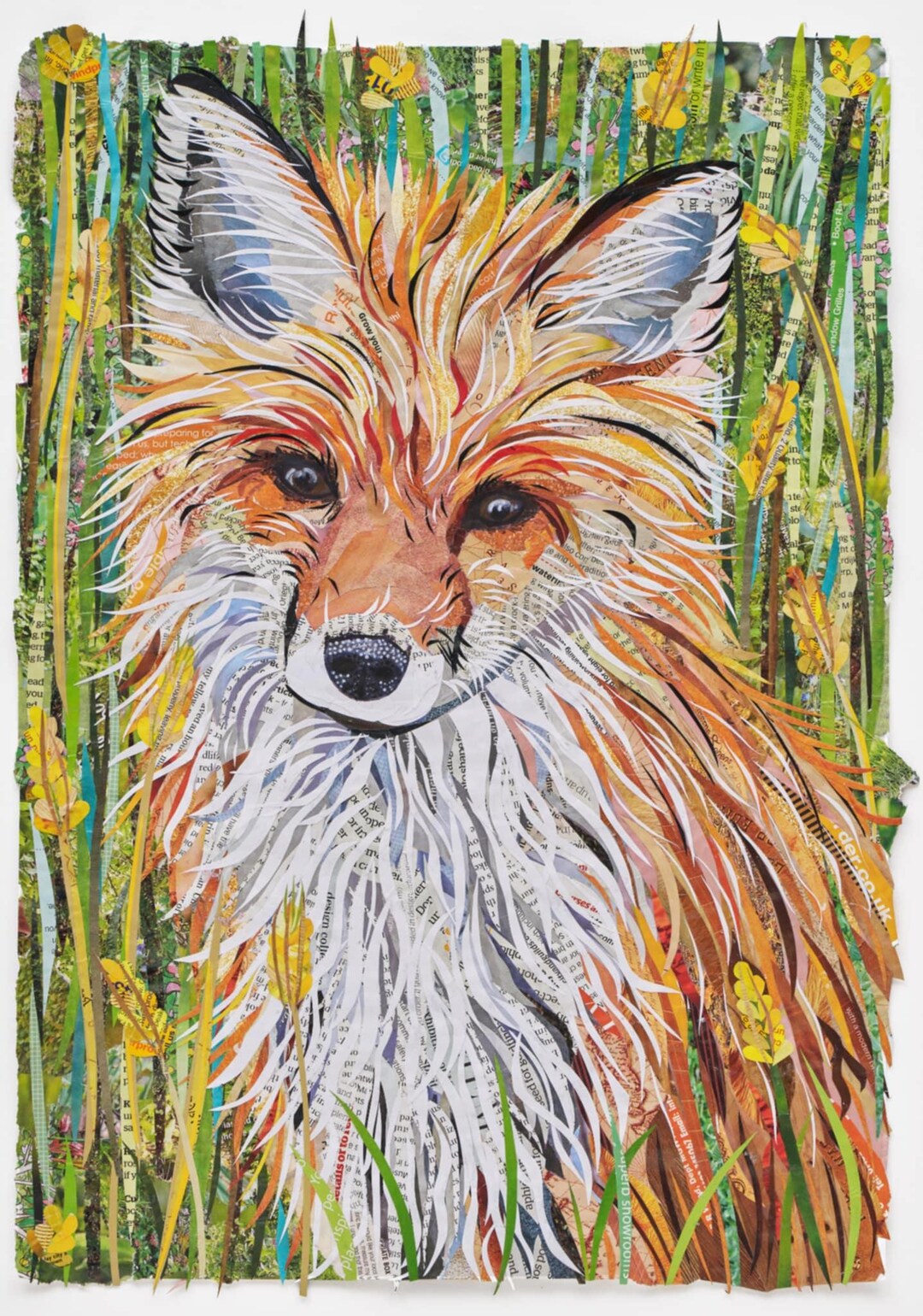 Red Fox, Collage Art, Signed, Giclee Print, Wildlife Art, Art, Collage ...