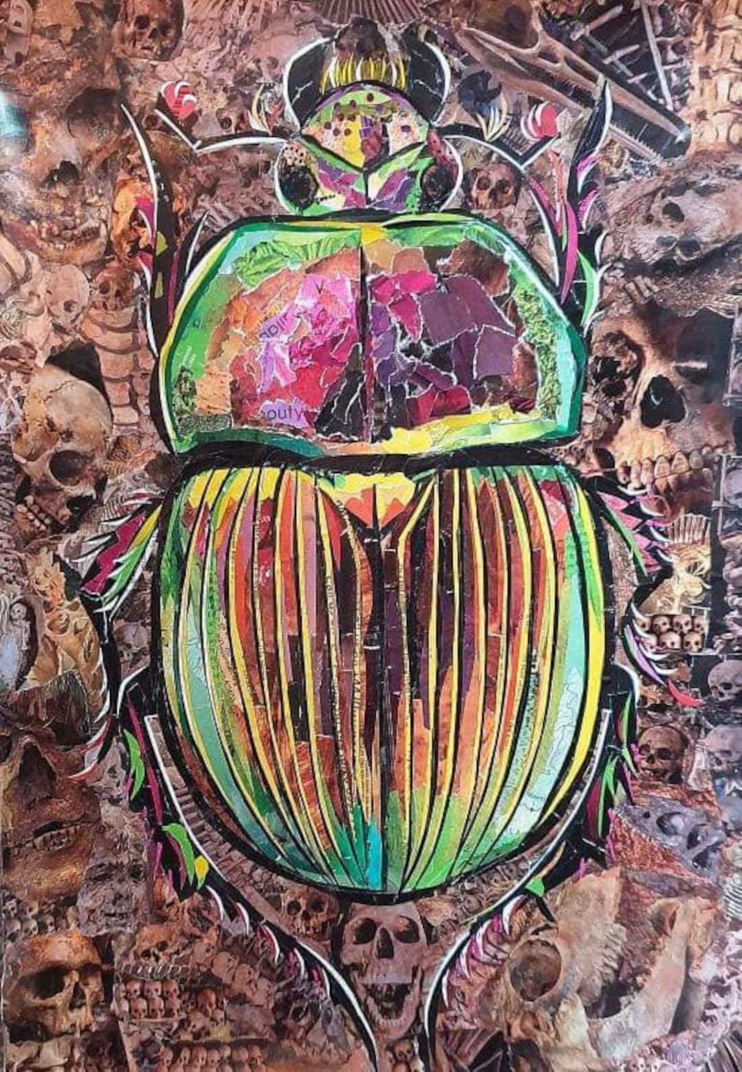 Gothic Art Beetle "the Death Beetle" Collage Signed Print - Etsy
