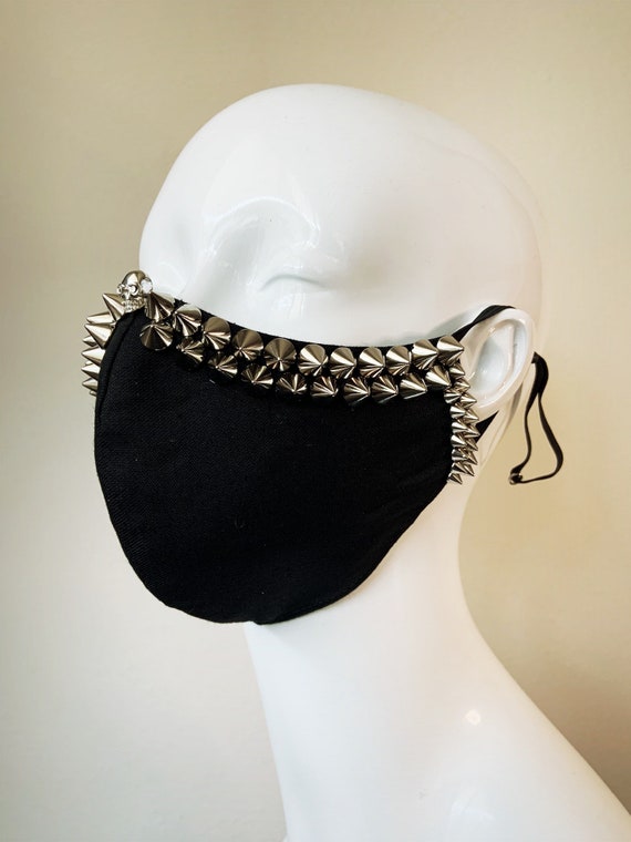 The Smasher Studded Black Cotton Fashion Face Mask Triple - Etsy