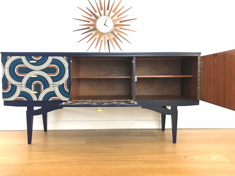 Sold-upcycled Vintage Retro Midcentury Sideboard/drinks Cabinet/tv ...