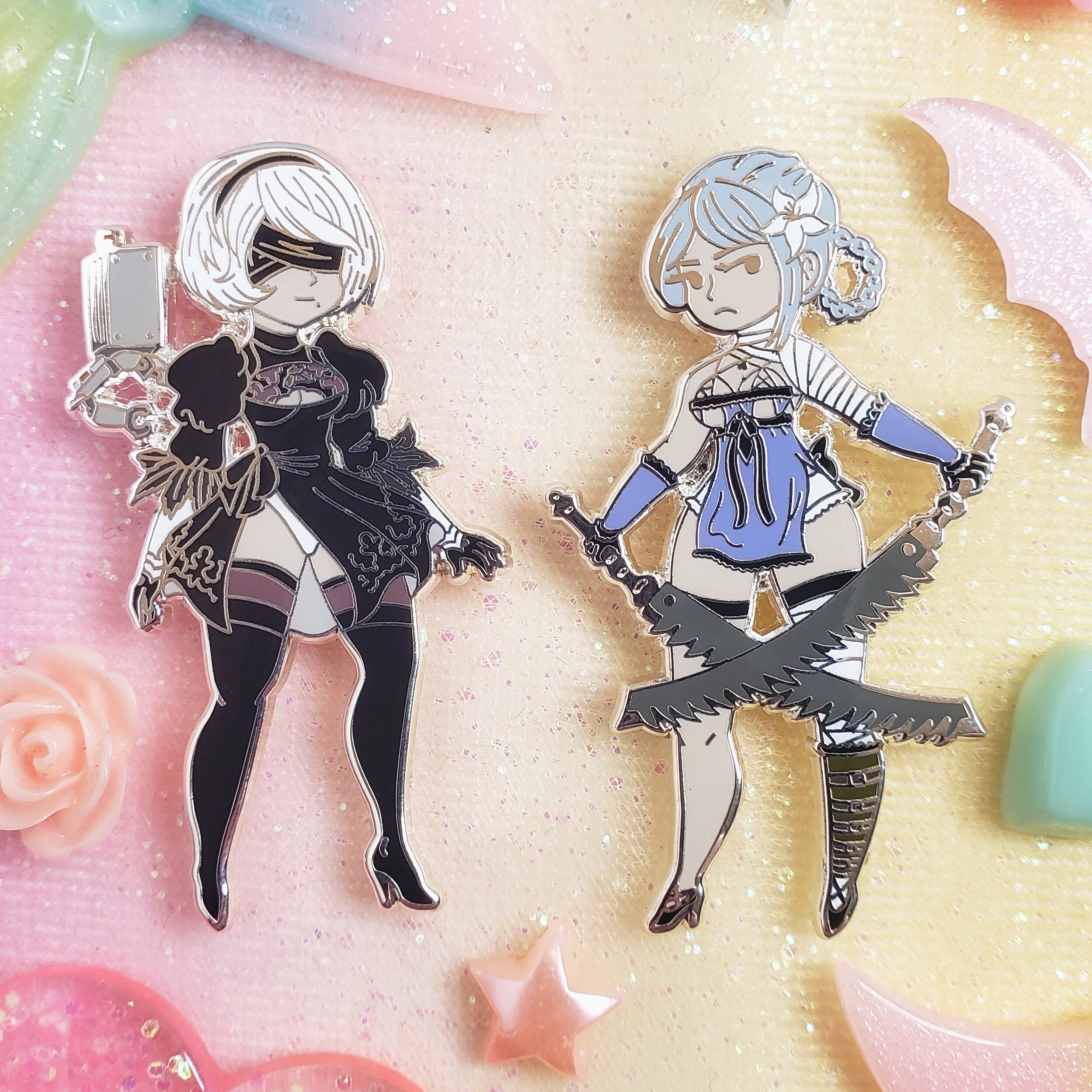 Blindfold Android and Lingerie Sword Babe Enamel Pins - Etsy Canada