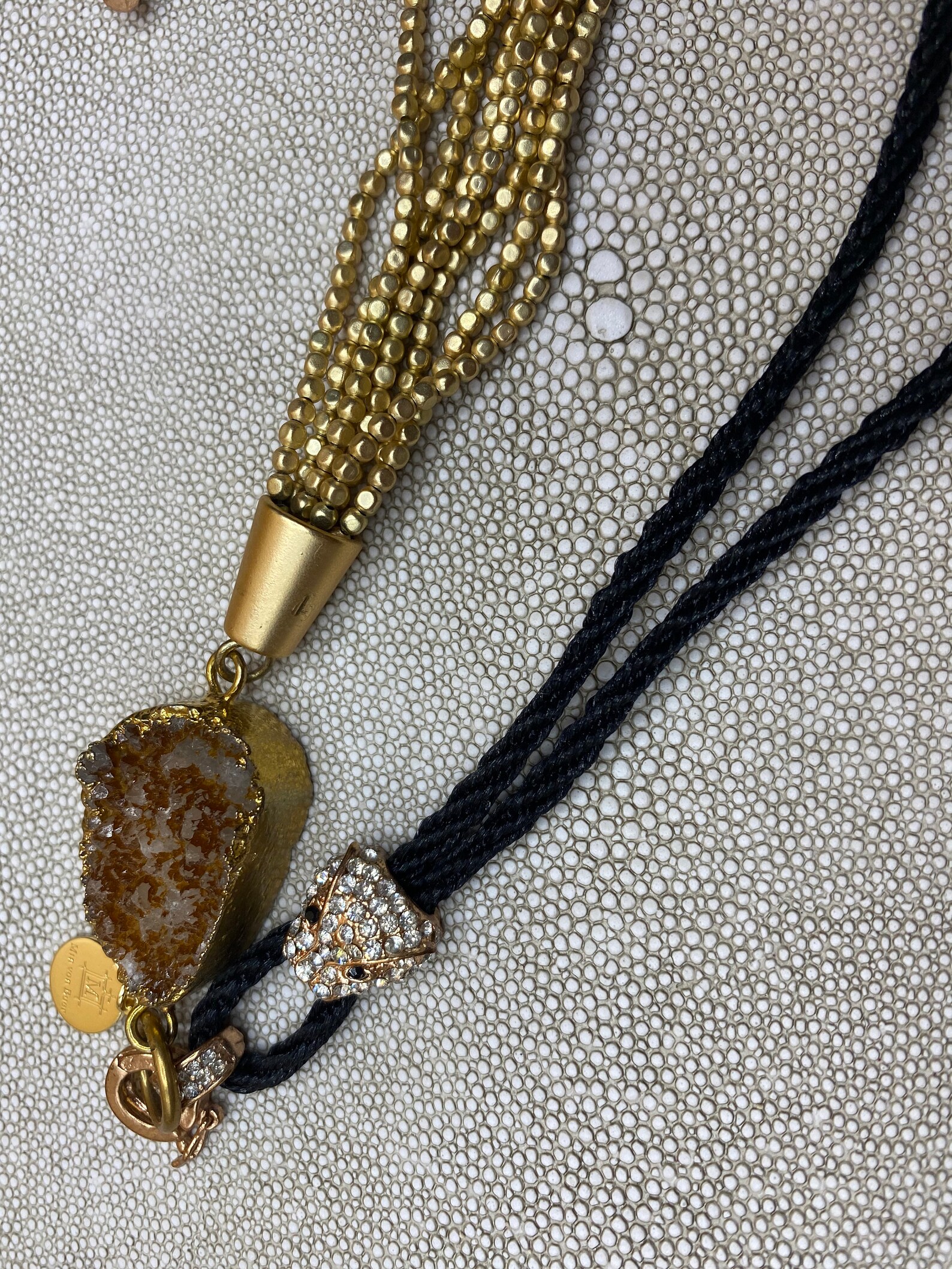 Cord Chain With Gemstone Pendant - Etsy UK