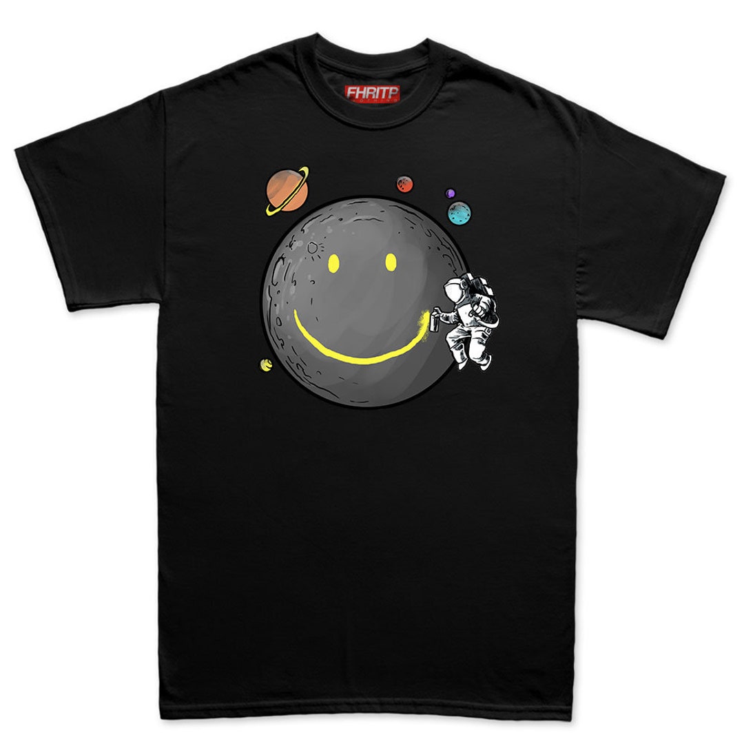 Mens Smiley Moon Astronaut Funkalicious Graffiti Spoof Funny T Shirt ...