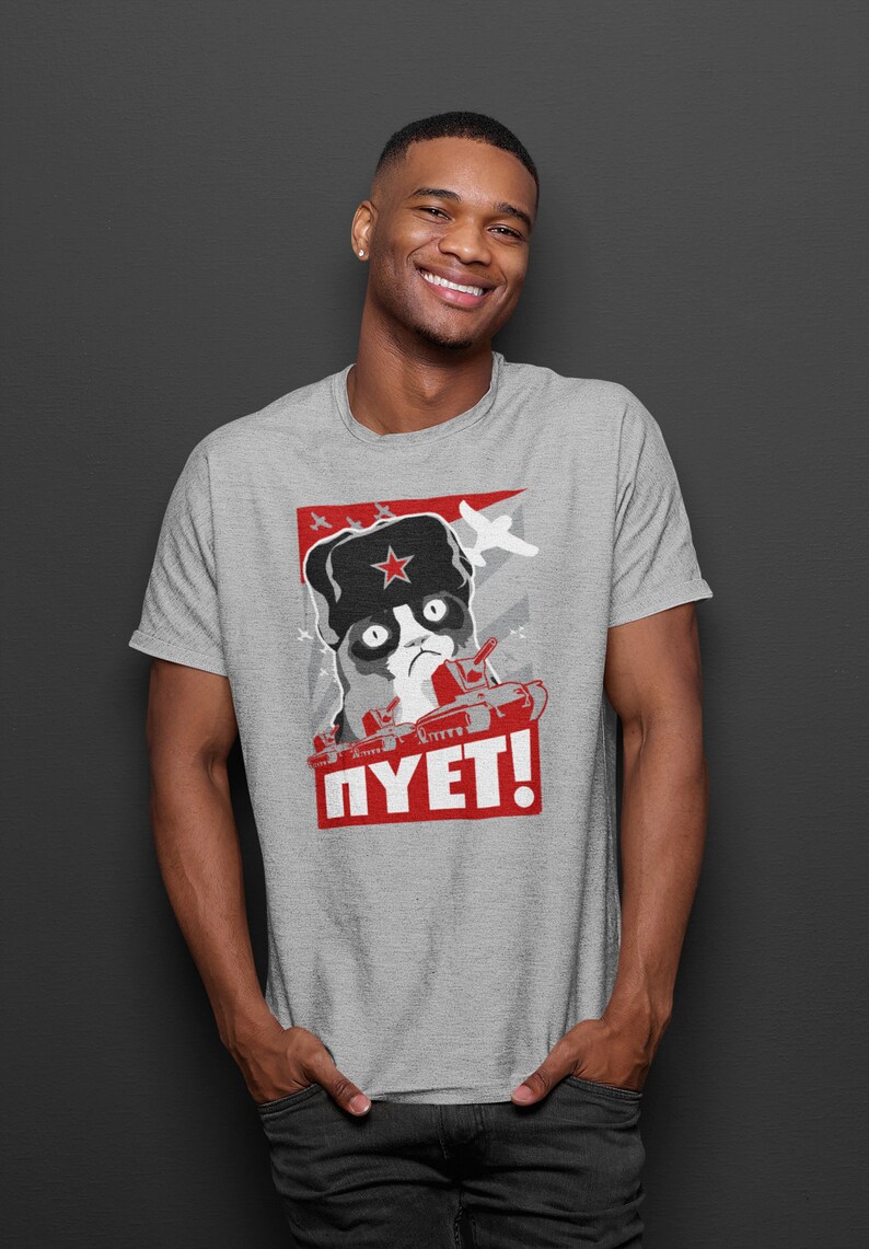 Mens Grumpy Cat Russian NIET NOPE Funny Meme T Shirt Tee Top - Etsy