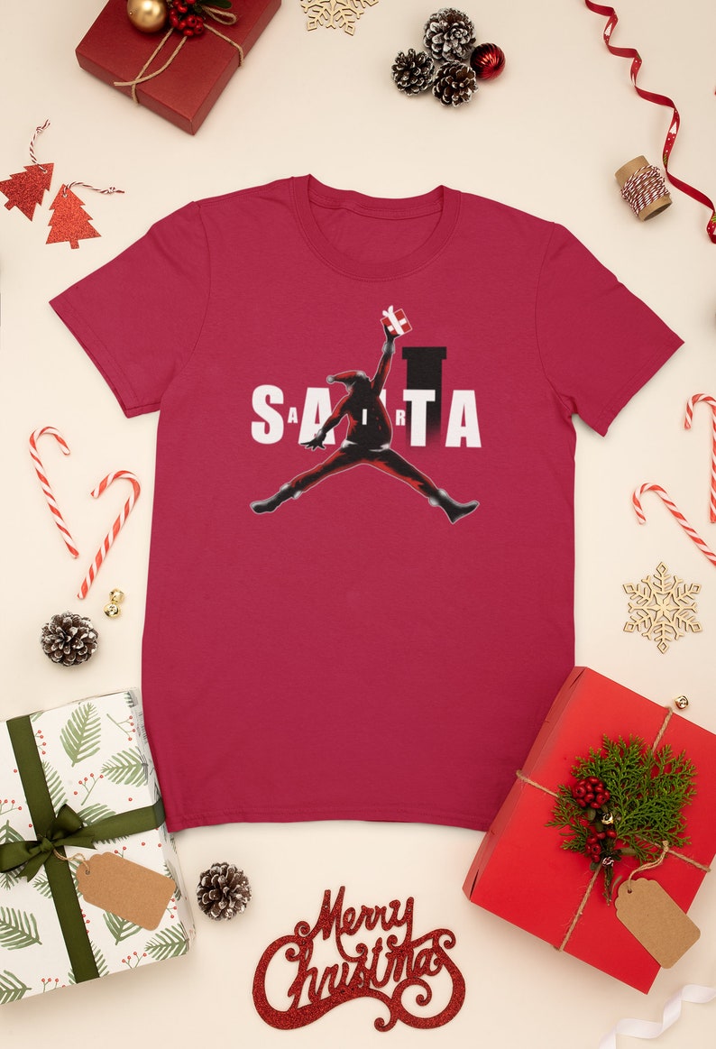 Air Santa Christmas Gift T-shirt, Black Santa, Basketball Christmas ...