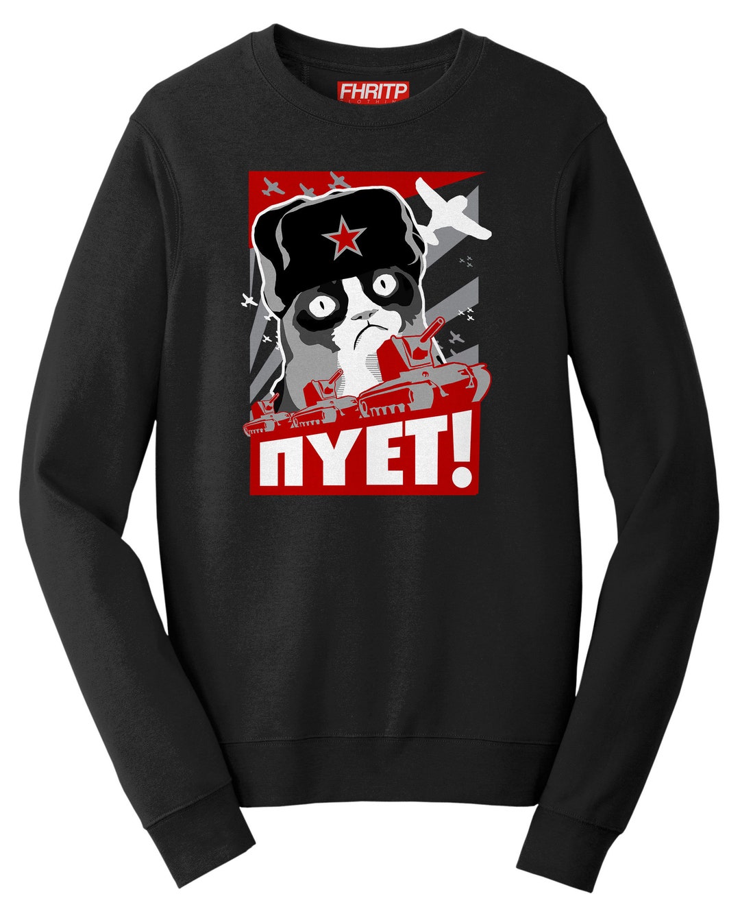 Grumpy Russian Cat NIET NOPE Funny Meme Sweatshirt - Etsy