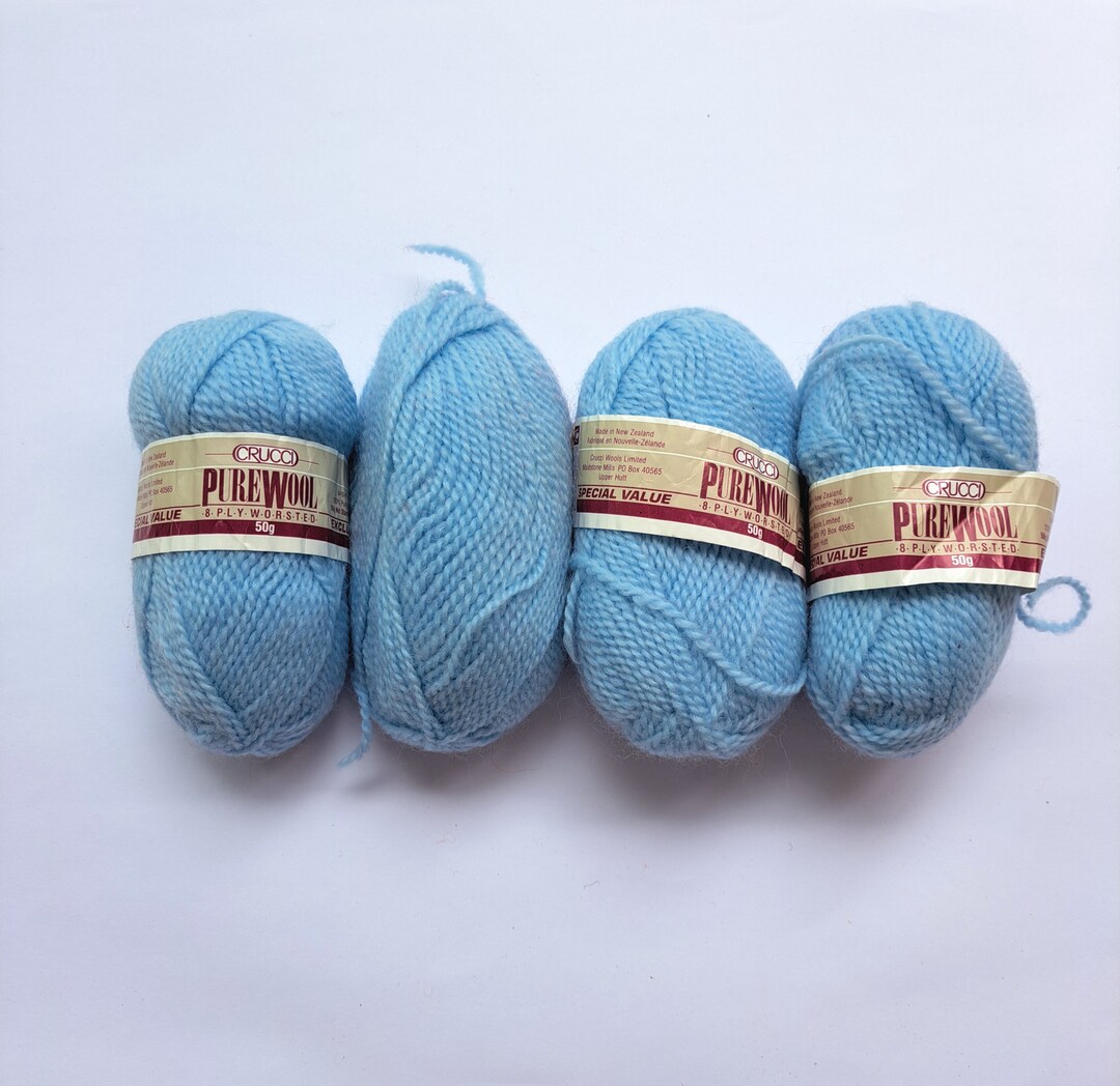 Sky Blue Pure Wool Yarn - 8 Ply Worsted - Knitting, Weaving, Crochet ...