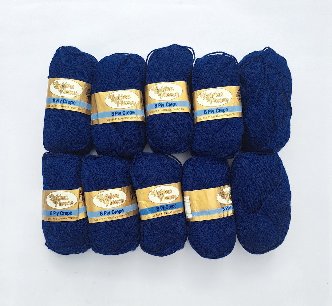 Dark Blue Pure Wool Yarn - 10 X 25g Balls/skeins - 8 Ply Crepe Yarn ...