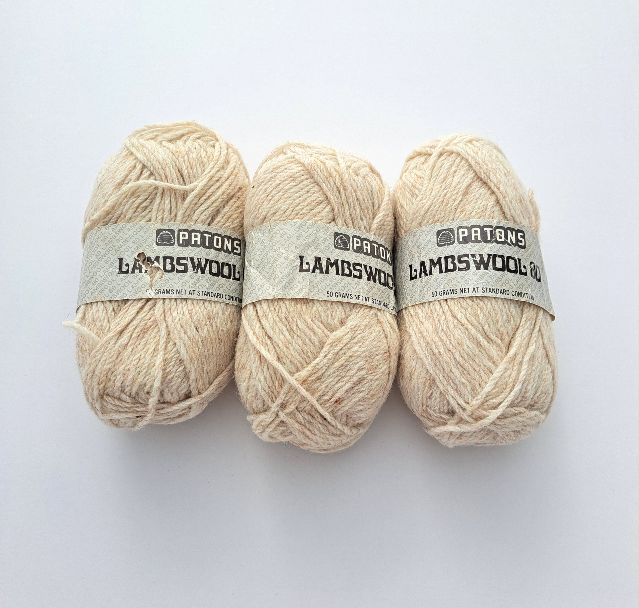 Wool Blend Yarn Flecked Tweed Oatmeal/ Off-white 8 Ply 3 X 50g Balls ...
