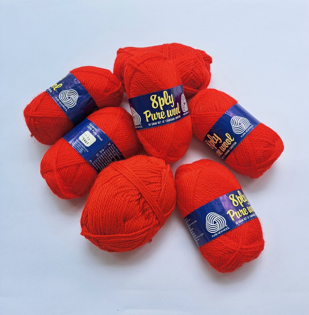 Red 8 Ply Yarn for Knitting, Crochet, Weaving, Embroidery Pure Wool ...