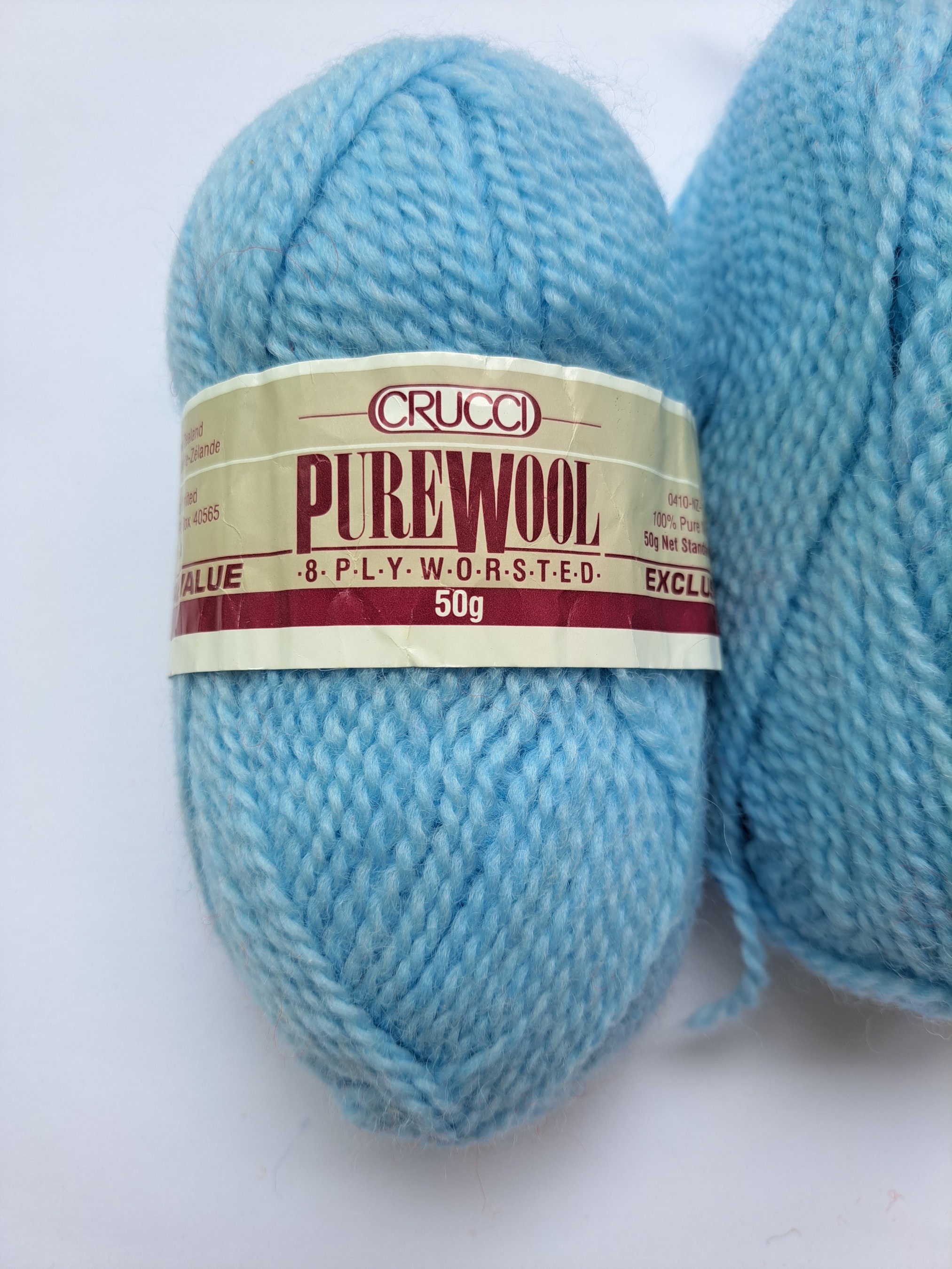 Sky Blue Pure Wool Yarn 8 Ply Worsted Knitting, Weaving, Crochet ...