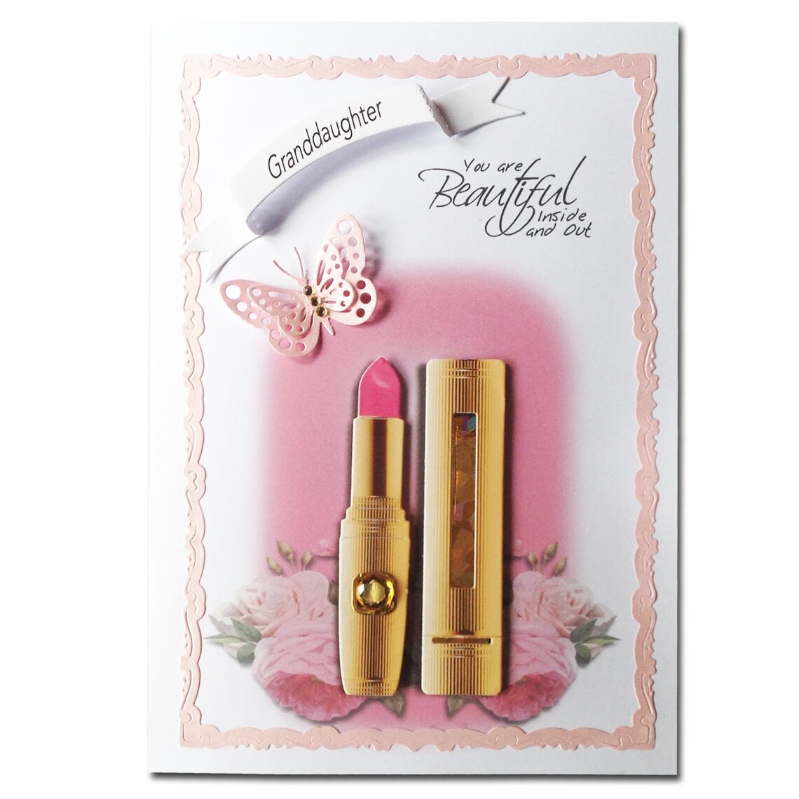 Personalised Lovely Person female 3D lipstick card | Etsy