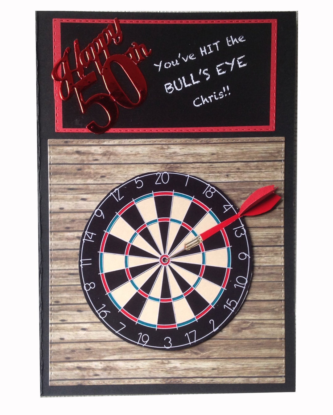 Personalised 50th- Darts Card Any Landmark Birthdays- Dart Board Card ...
