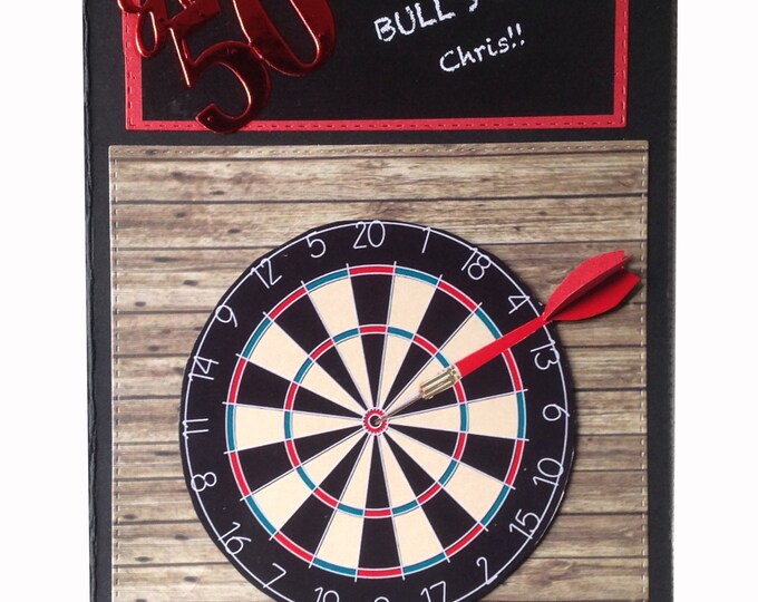 Personalised 50th- Darts Card Any Landmark Birthdays- Dart Board Card ...