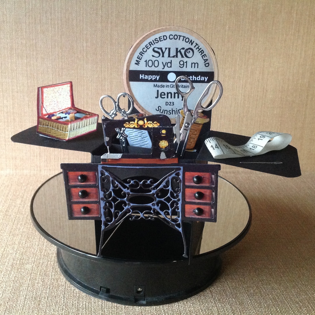 Personalized Vintage Sewing Machine Pop up Card: Mother's Day, Birthday ...