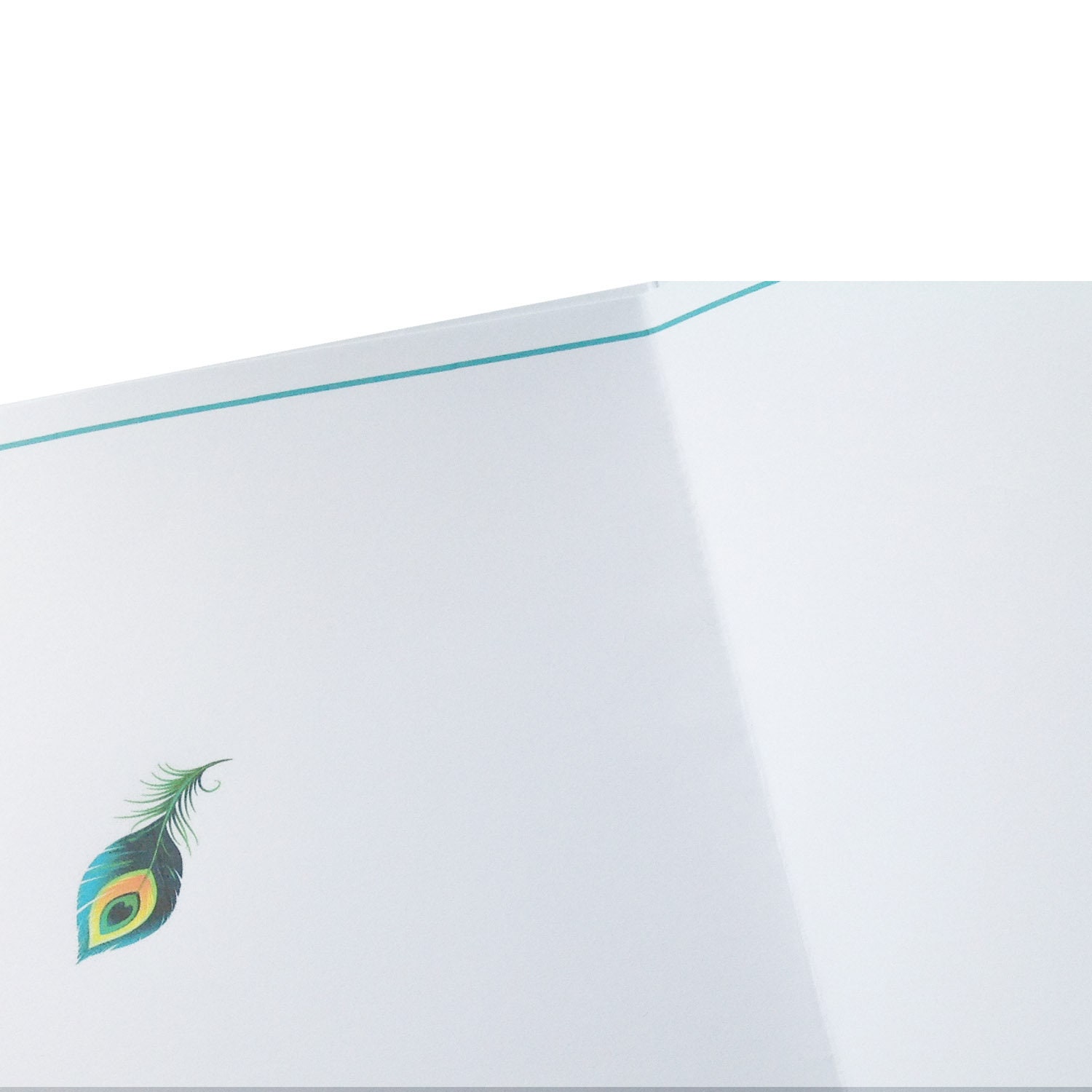 Turquoise Peacock Bird Note Card Feather Embellished Card | Etsy